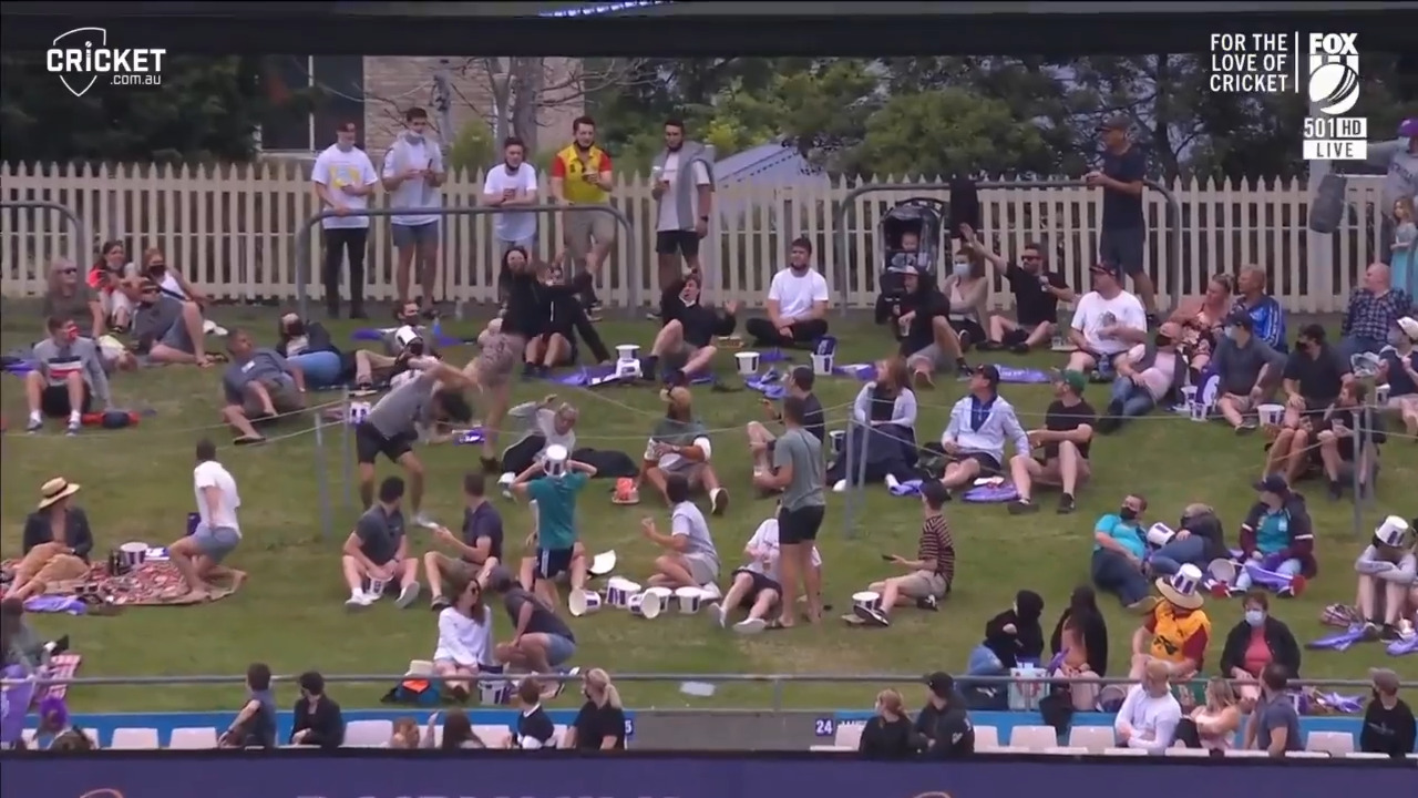 Best crowd catch ever? Carnage on the hill in Hobart