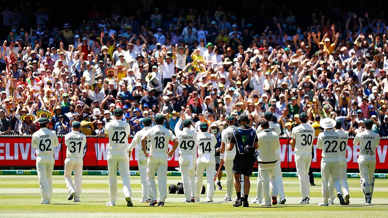 Raw vision: Aussies celebrate Ashes win at the MCG