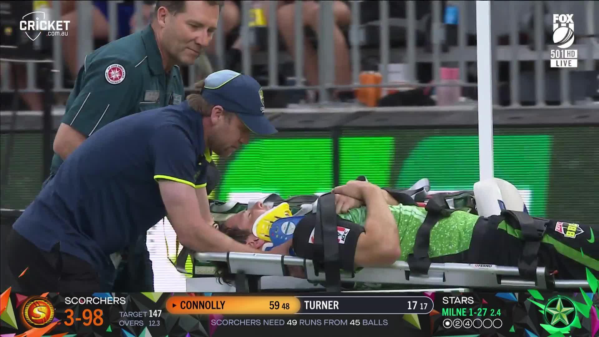 Cartwright stretchered off after injury