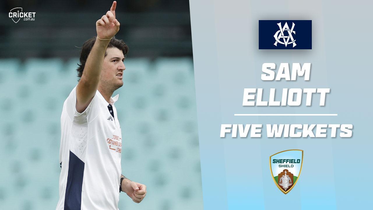 Elliott shines amongst stars with maiden Shield five-for